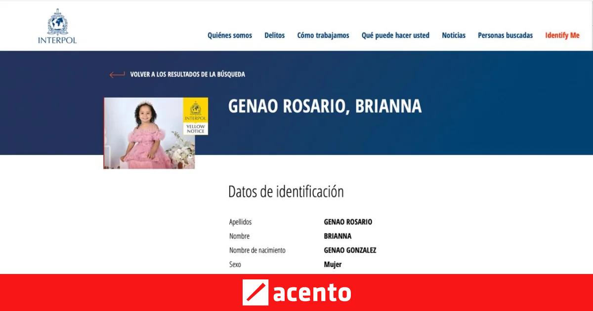 Último Minuto: Interpol publica ficha de Brianna Genao, niña ...
